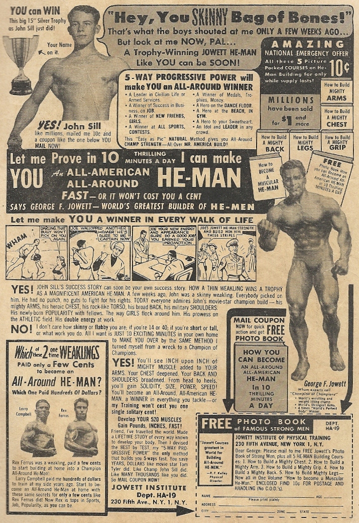 Bellicose muscleman George F. Jowett returns to build both your body ...
